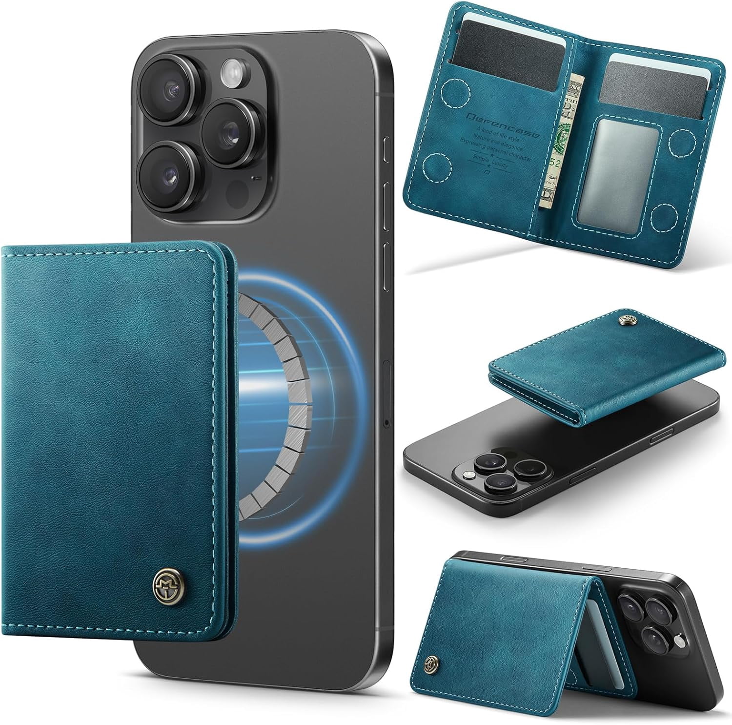 for Magsafe Wallet Card Holder RFID Blocking, PU Leather Minimalist ...