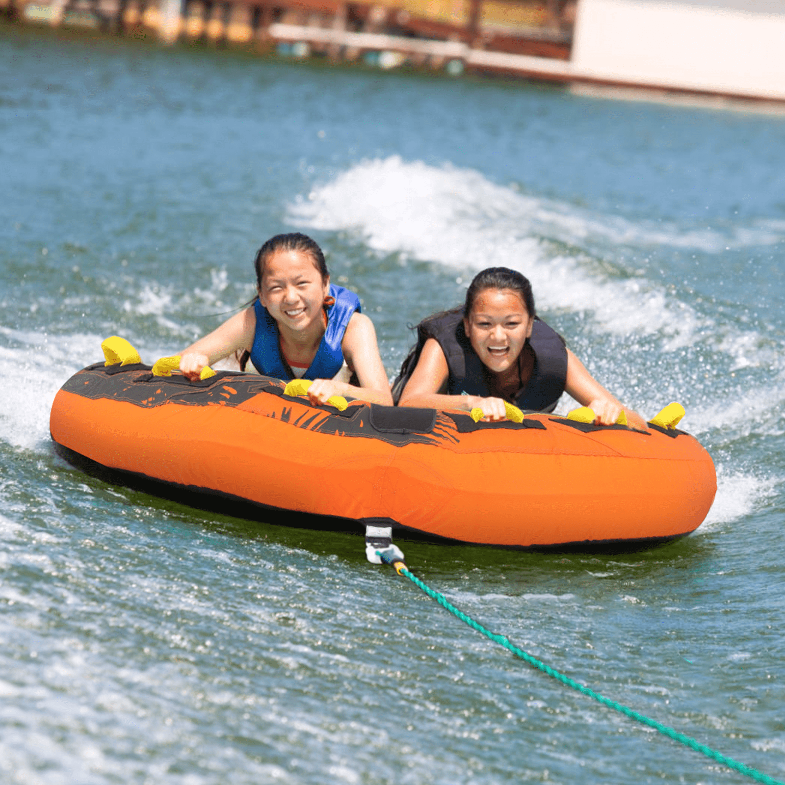 Magshion 1-3 Rider Inflatable Towable Tube for Boating, 65" Round Water ...