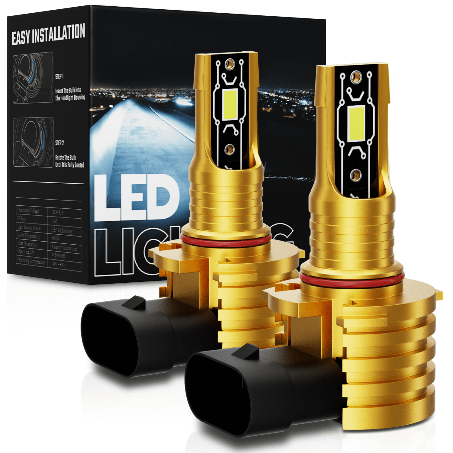 Magshion 1 Pair 12V/24V HIR2 9012 6500K LED Headlight Bulb High/Low ...