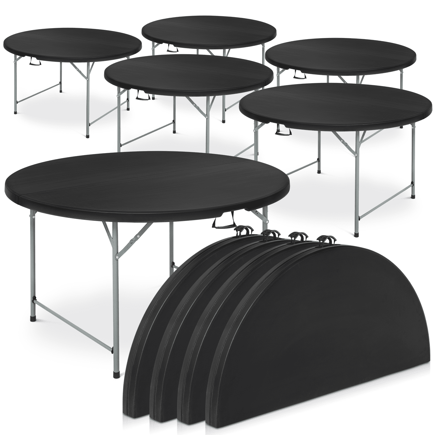 Magshion Foldable Round Plastic Table, 10-Pc Set, Indoor/Outdoor, Large ...