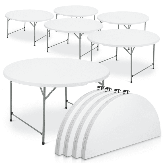 Magshion Portable & Foldable 4.5 Feet Round Commercial Table, Set of 10 ...
