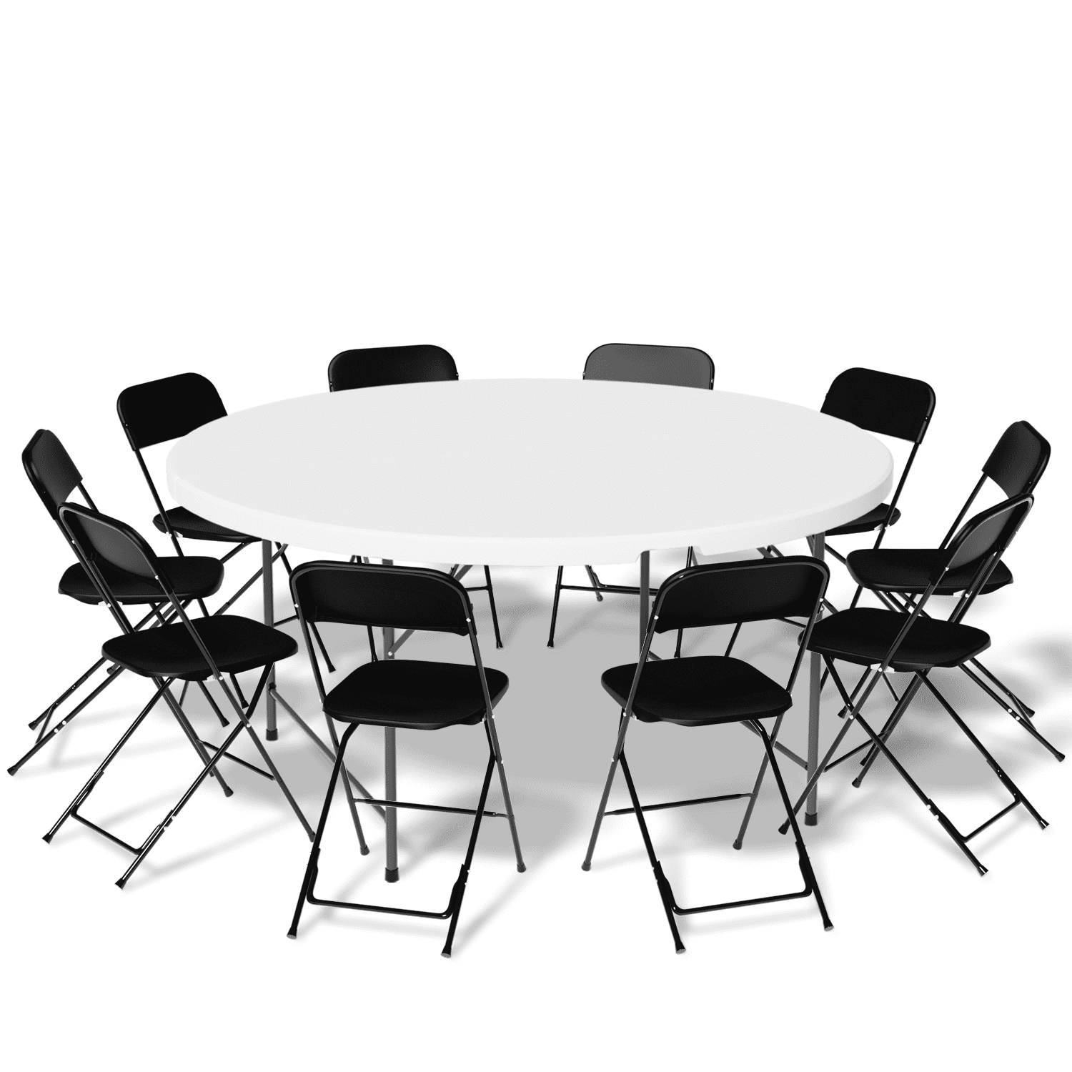 Magshion 11 Pieces 5.5 Ft Heavy Duty Foldable Plastic Round Table and ...