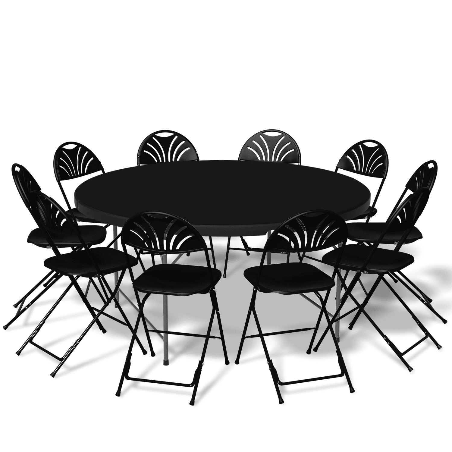 Magshion 11 Pieces 5 Ft Round Folding Table Desk Set with 10 Folding ...