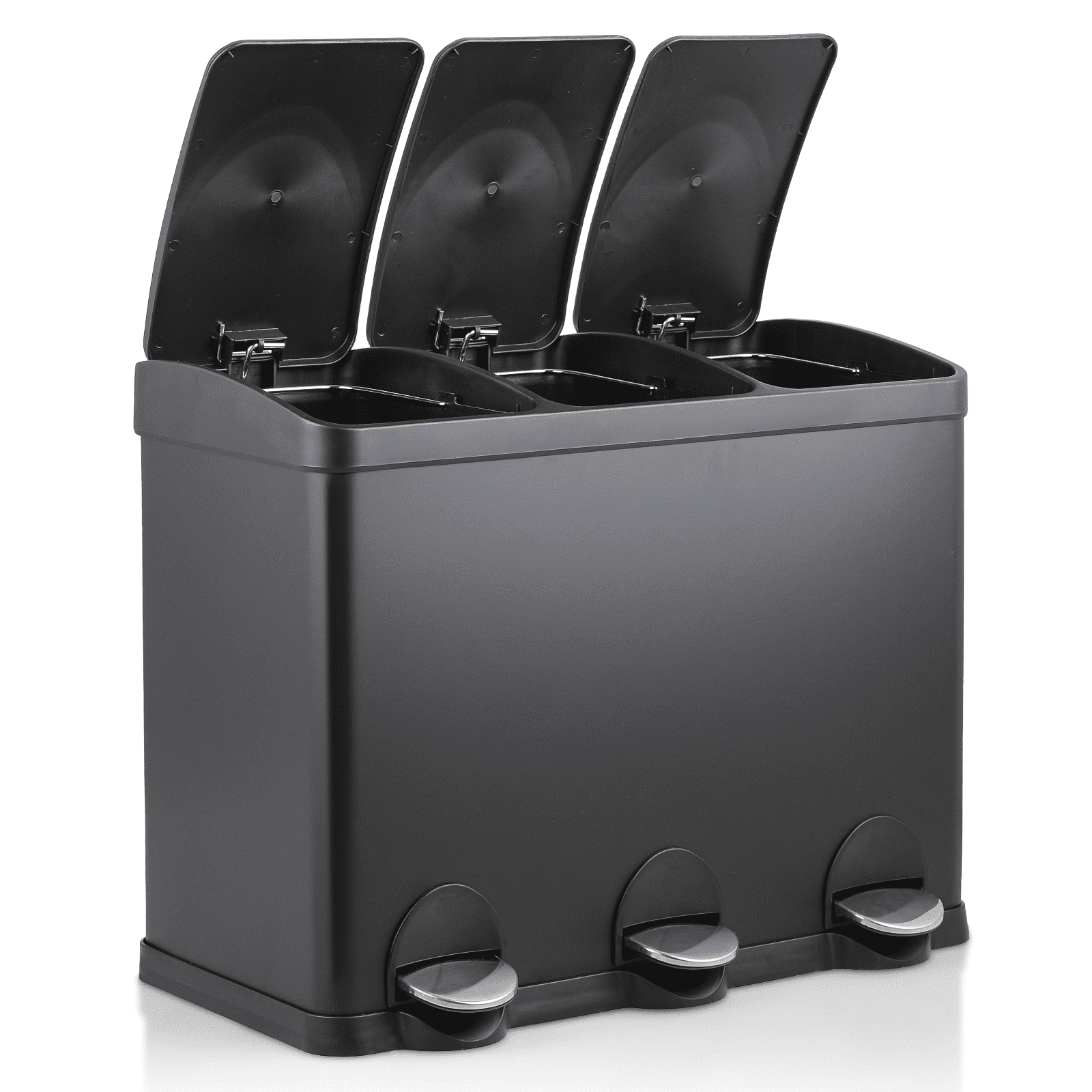 Magshion 12 Gallon Triple Compartment Kitchen Office Trash Can, Soft ...