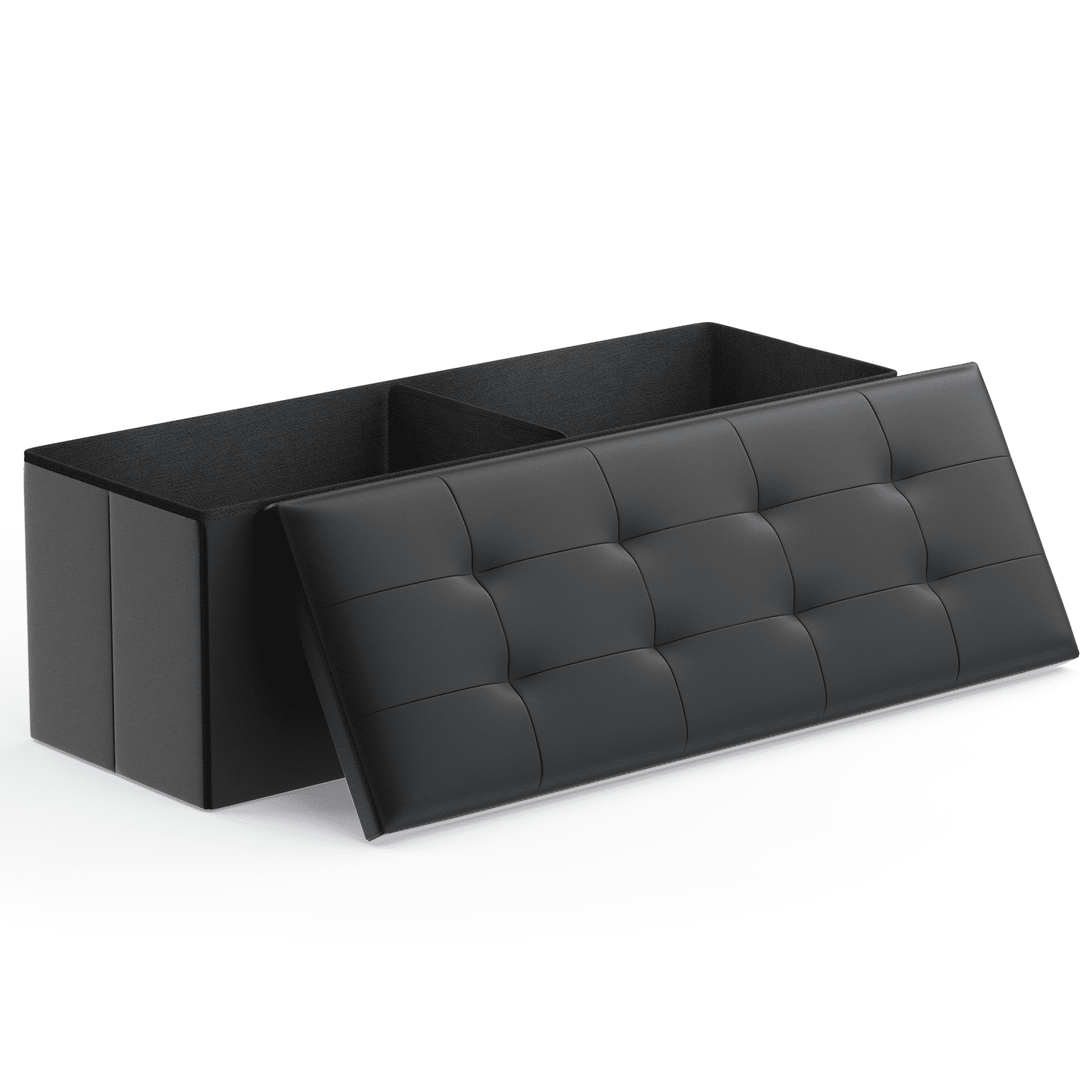 Magshion 15" Cube Collapsible Ottoman with Storage, PU Leather Storage ...