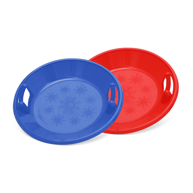 Magshion 2 Pack 25 inch Round Snow Saucer Sled, Plastic Disc Sleds ...