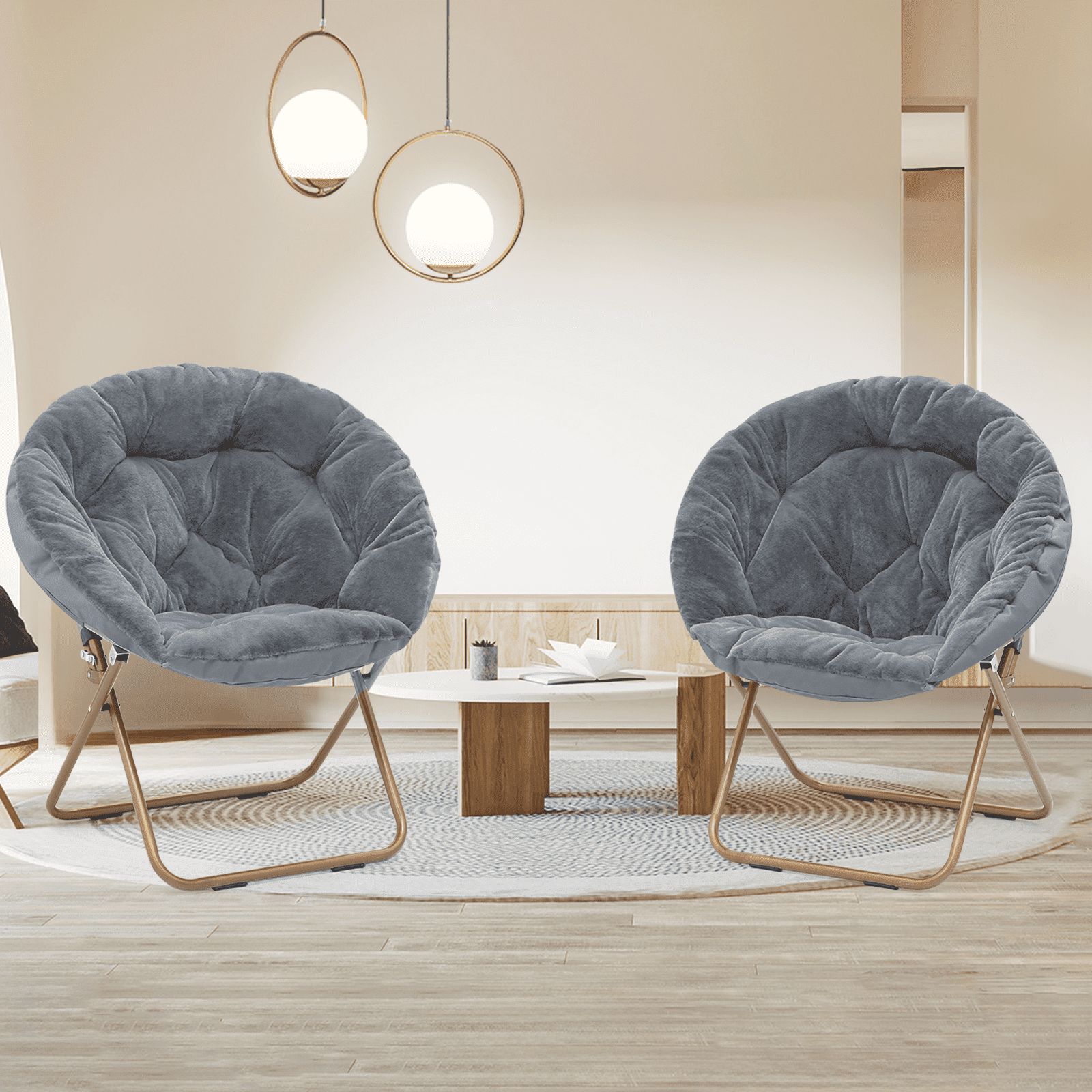 Magshion Foldable Large Saucer Chairs for Adults, Comfortable Round ...
