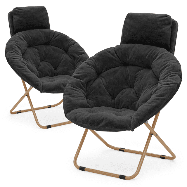 Magshion Oversized Comfy Round Faux Fur Saucer Chairs, 2 Pieces ...