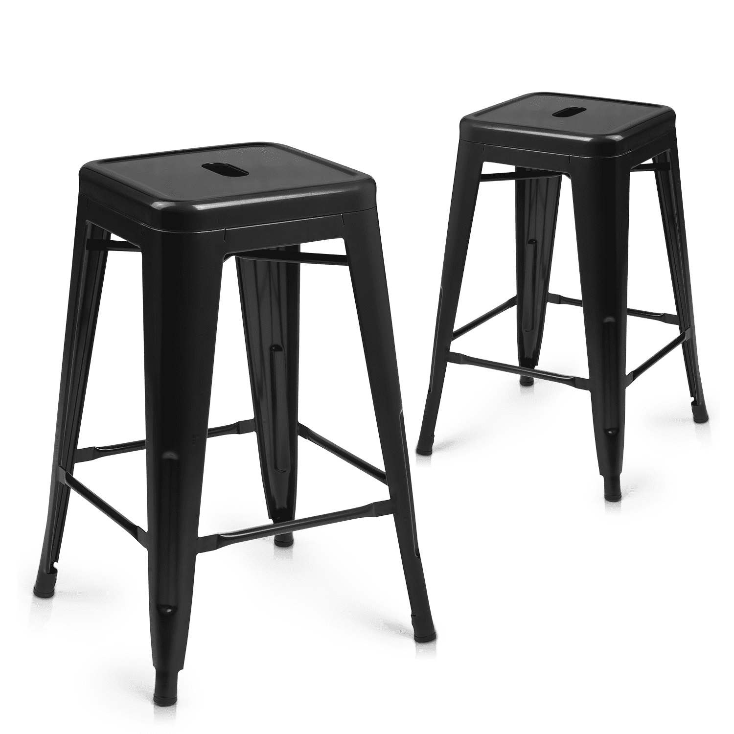 Magshion 24" Metal Backless Bar Stools Set of 2, Stackable Square ...