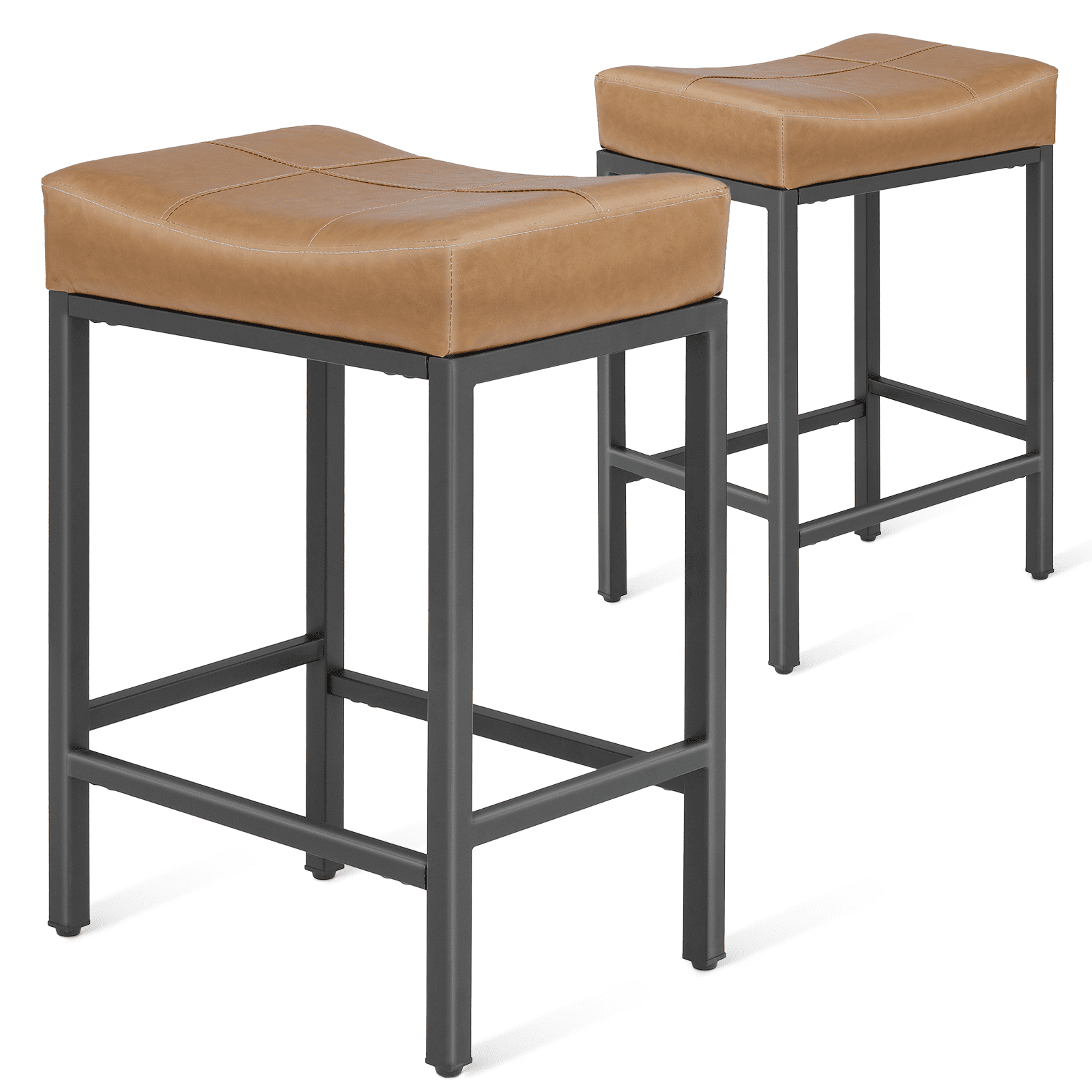 Magshion 26.5" Upholstered Counter Bar Stool Set of 2, Backless PU ...
