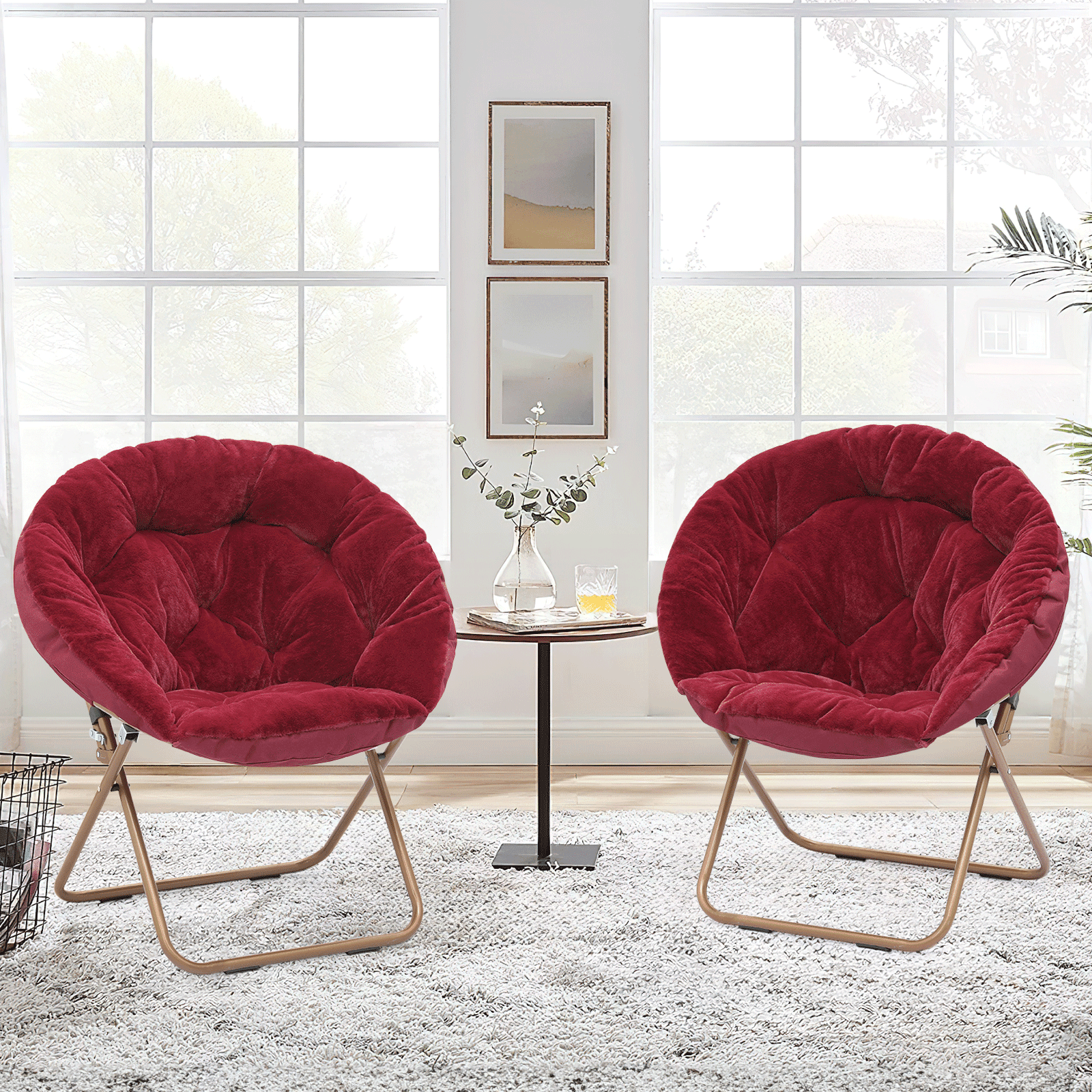 Magshion Comfortable Faux Fur Saucer Chair, Foldable, Comfy, Oversized ...