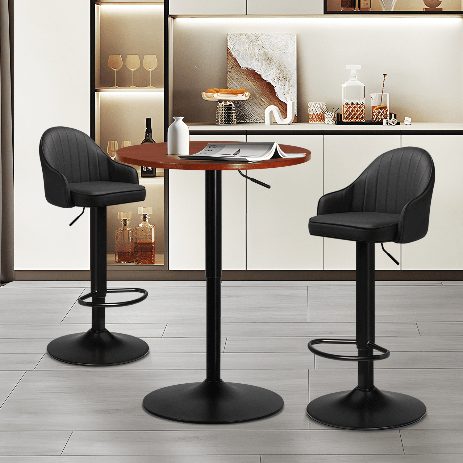 Magshion 3 Pieces Bar Dining and Chair Set, 23.5" Round Bar Adjustable ...