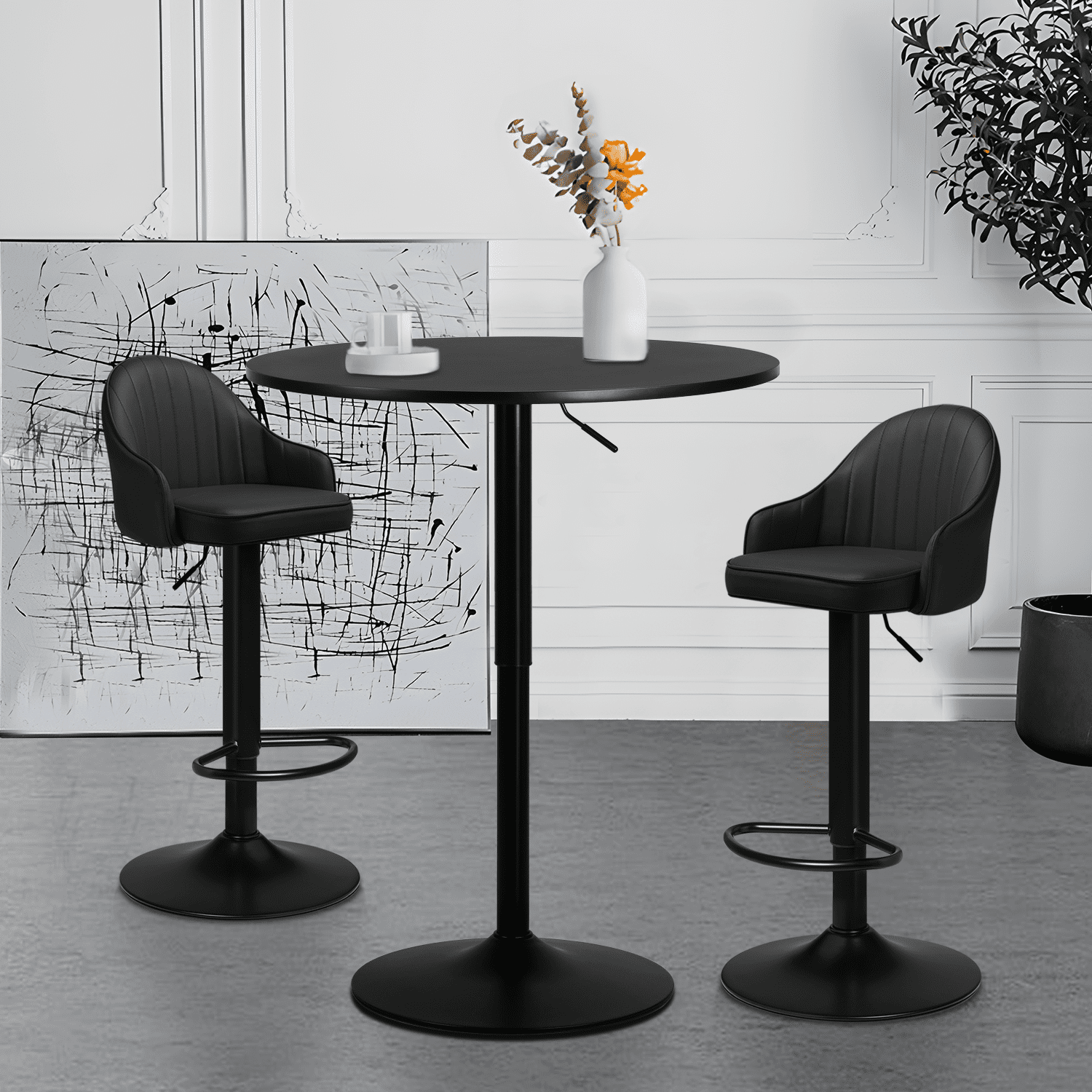Magshion 3 Pieces Bar Dining and Chair Set, 31.5" Adjustable-Heigh Pub ...