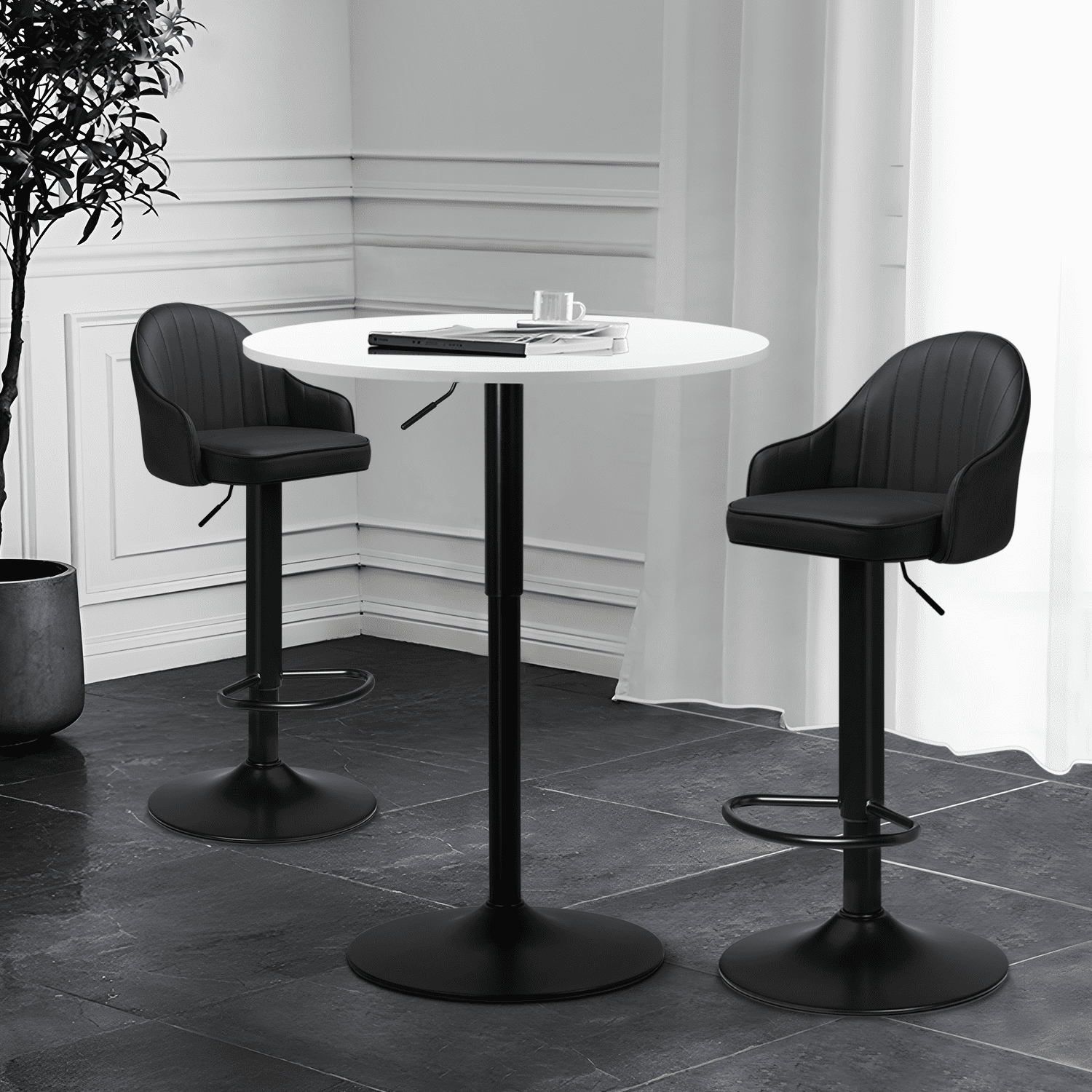 Magshion 3 Pieces Bar Dining and Chair Set, 31.5" Adjustable Round ...