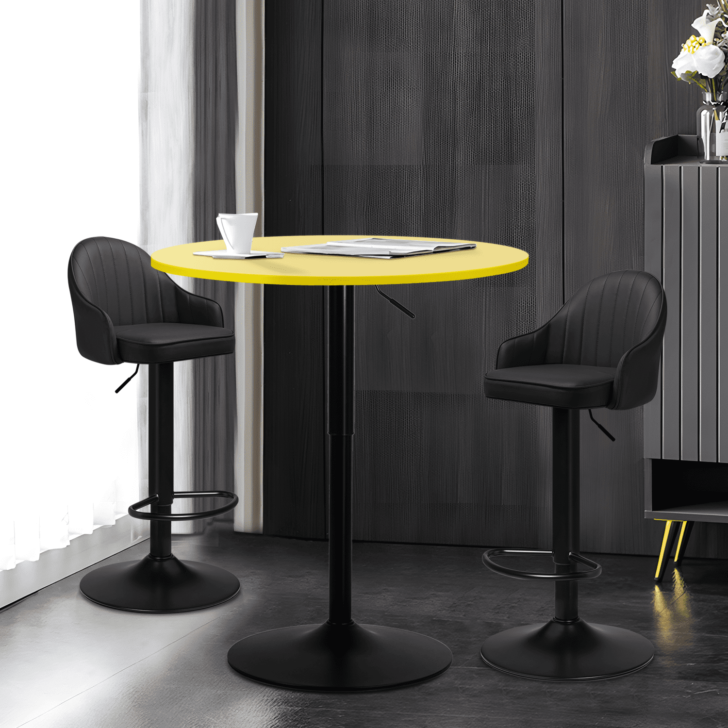 Magshion 3 Pieces Bar Table and Chair Set, Round Cocktail 31.5 ...