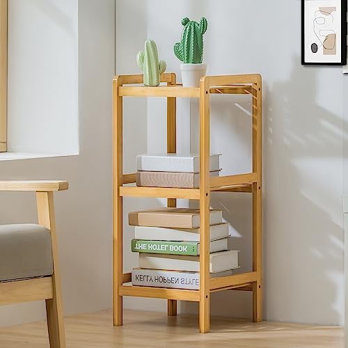 Magshion 3-Tier Bamboo Narrow Shelf, 30.7" Tower Free Standing Rack ...