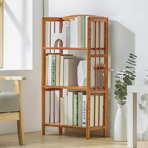 Magshion 3-Tier Bookcase, Bamboo Open Bookshelf Adjustable ...