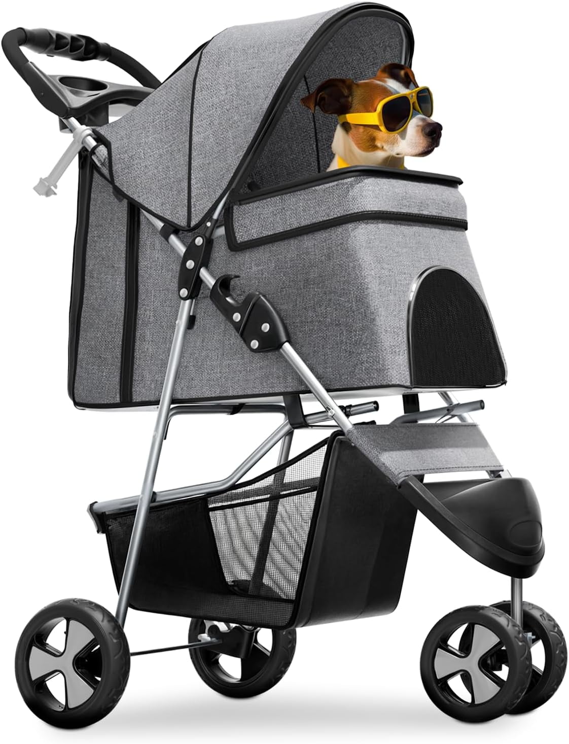 Magshion 3-Wheel Pet Stroller, Foldable Travel Jogger for Small ...