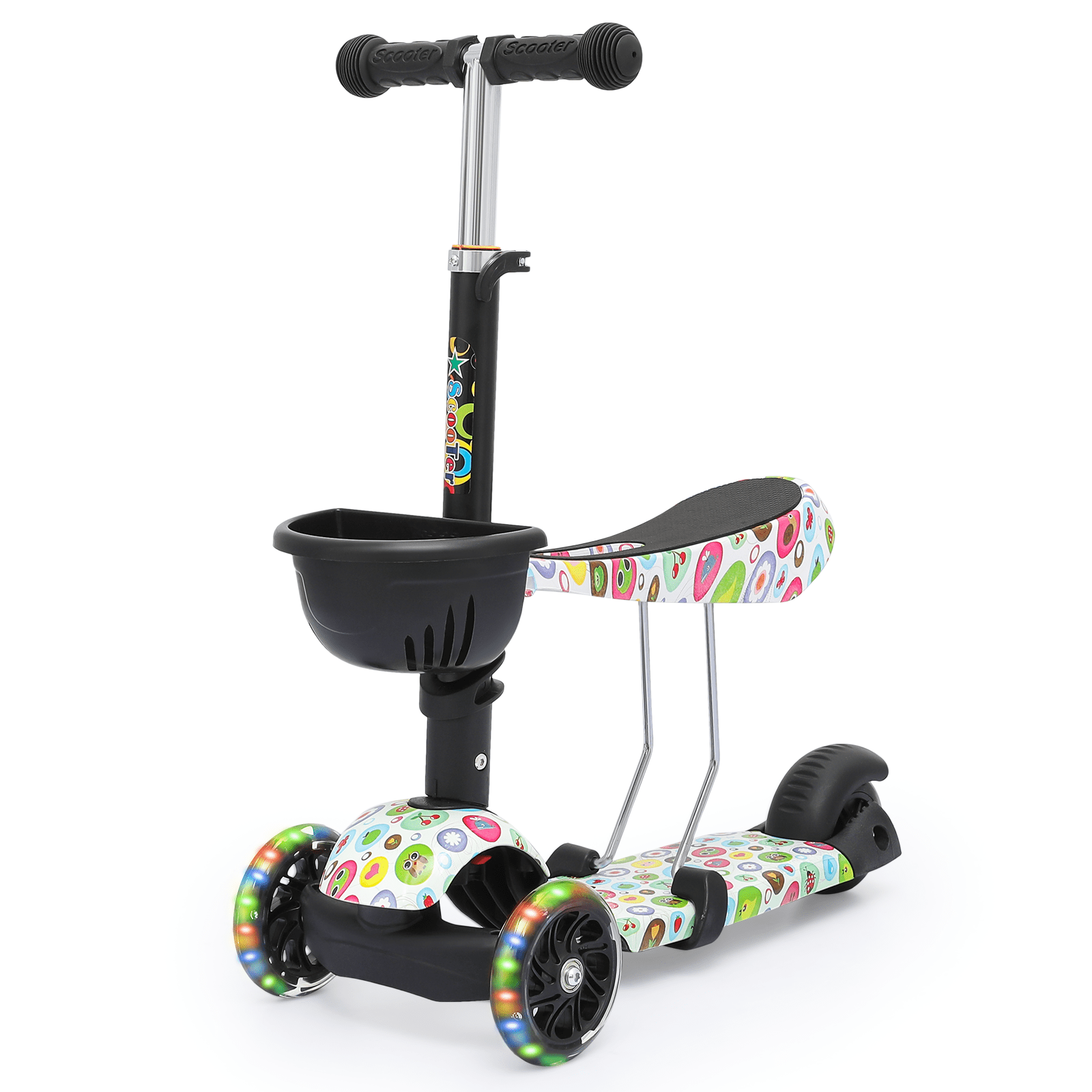 Magshion Kids Scooter, 3 Wheel with Light Up Wheels, Adjustable Height, Removable Seat, Ages 3-6 ...