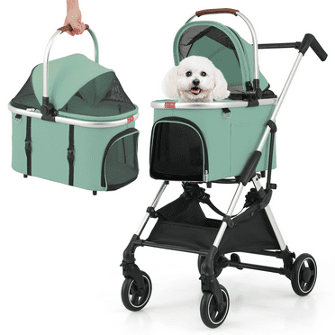 Wedyvko Pet Stroller, 4 Wheels Cat Dog Stroller Foldable Lightweight ...
