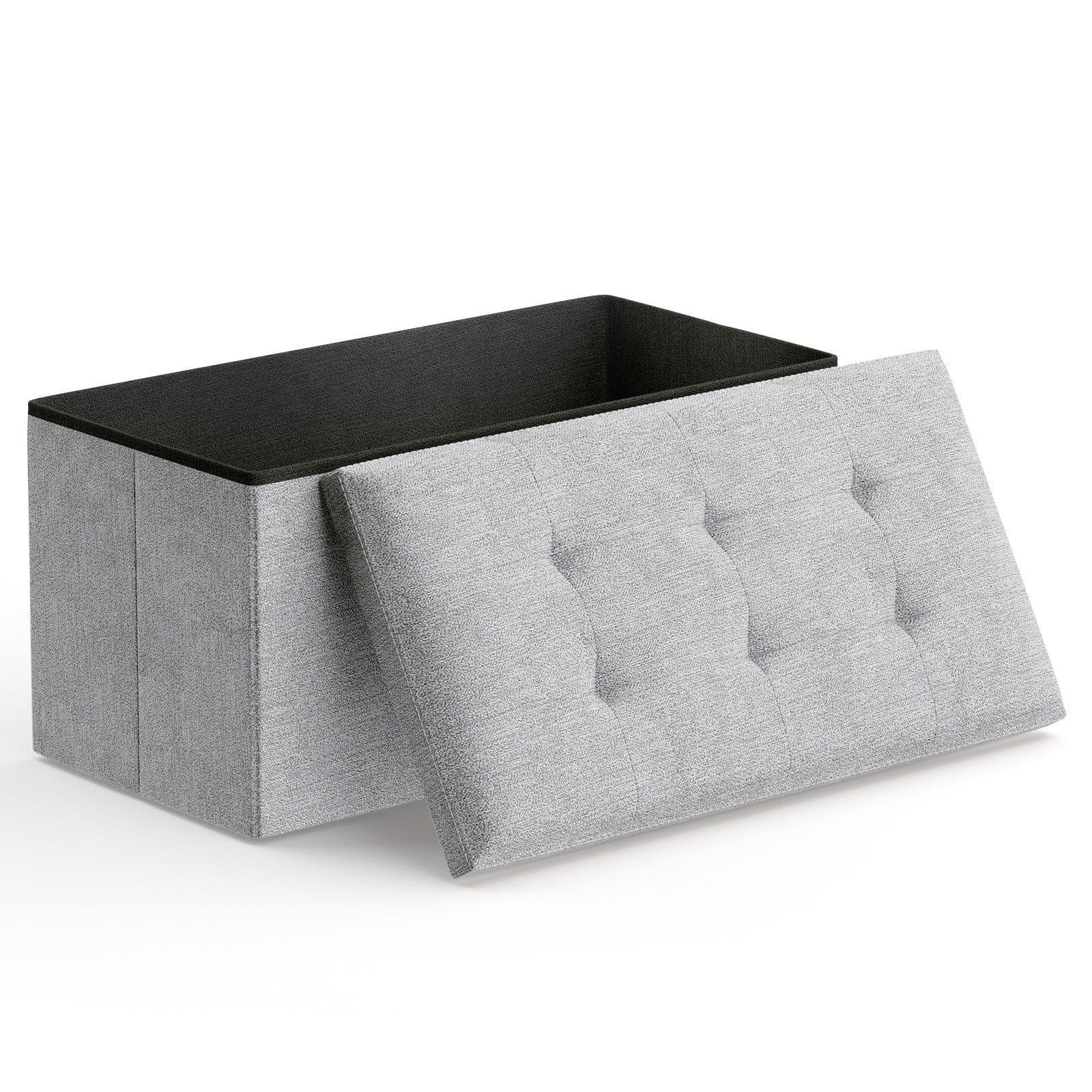 Magshion 30" Collapsible Storage Ottoman Bench, Cotton-linen Folding ...