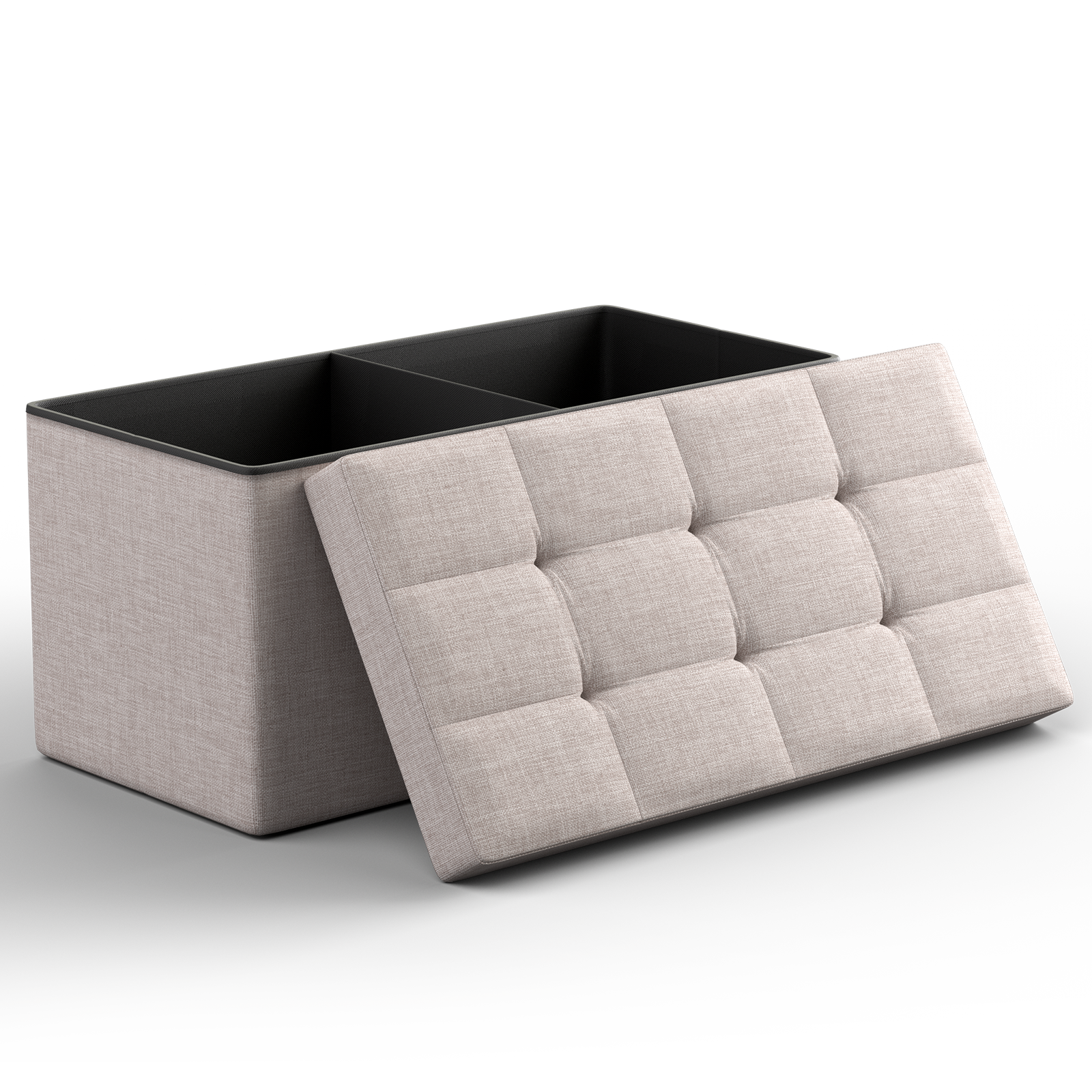 Magshion 30" Collapsible Storage Ottoman Bench, Cotton-linen Folding ...