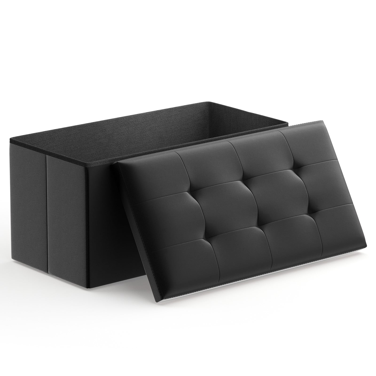 Magshion 30" Collapsible Storage Ottoman Bench, PU Leather Folding ...