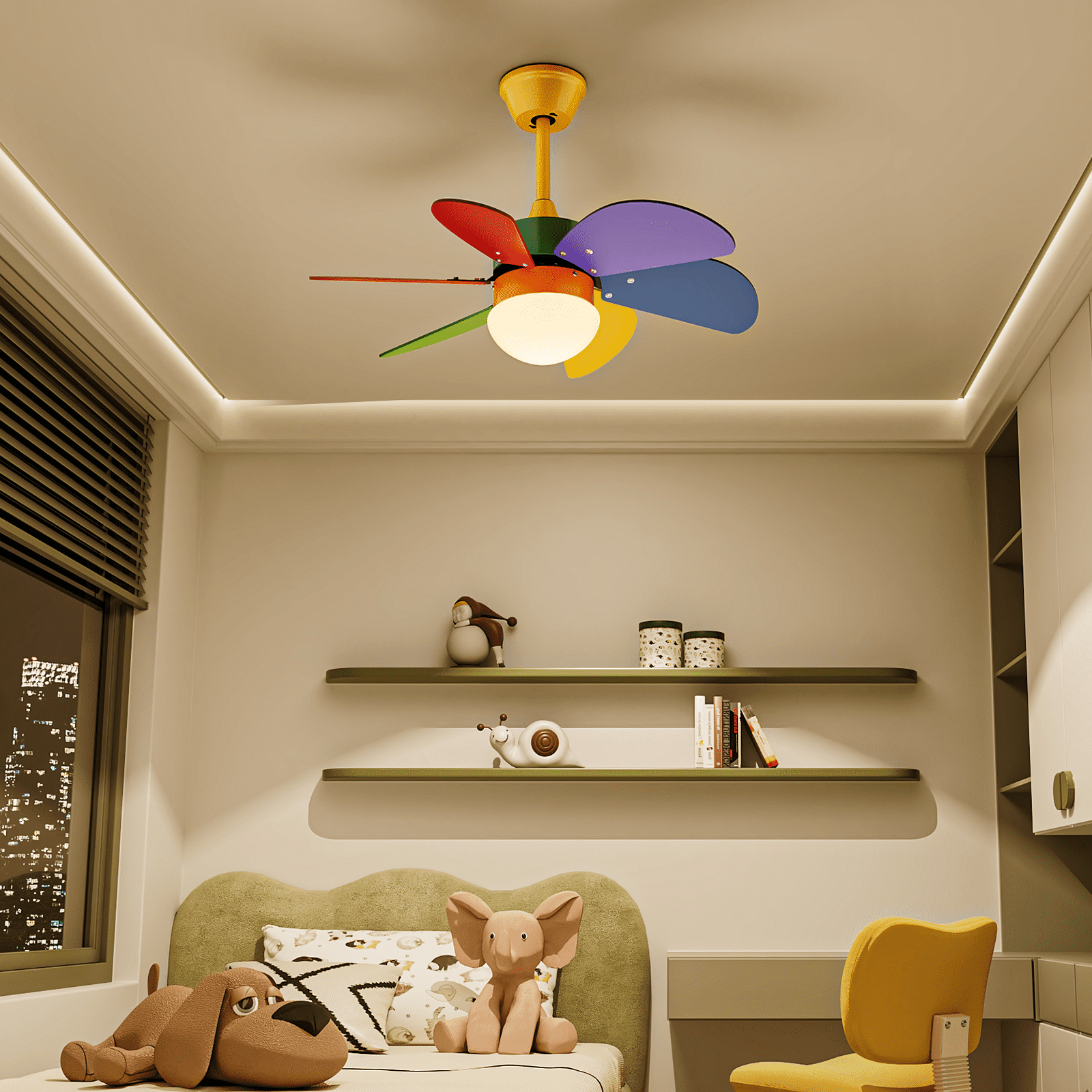 Magshion 31" Ceiling Fan with Light and Remote Control, Colorful ...