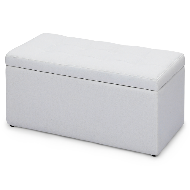 "Magshion 31"" Tufted Ottoman, Microfiber Storage Bench, White ...