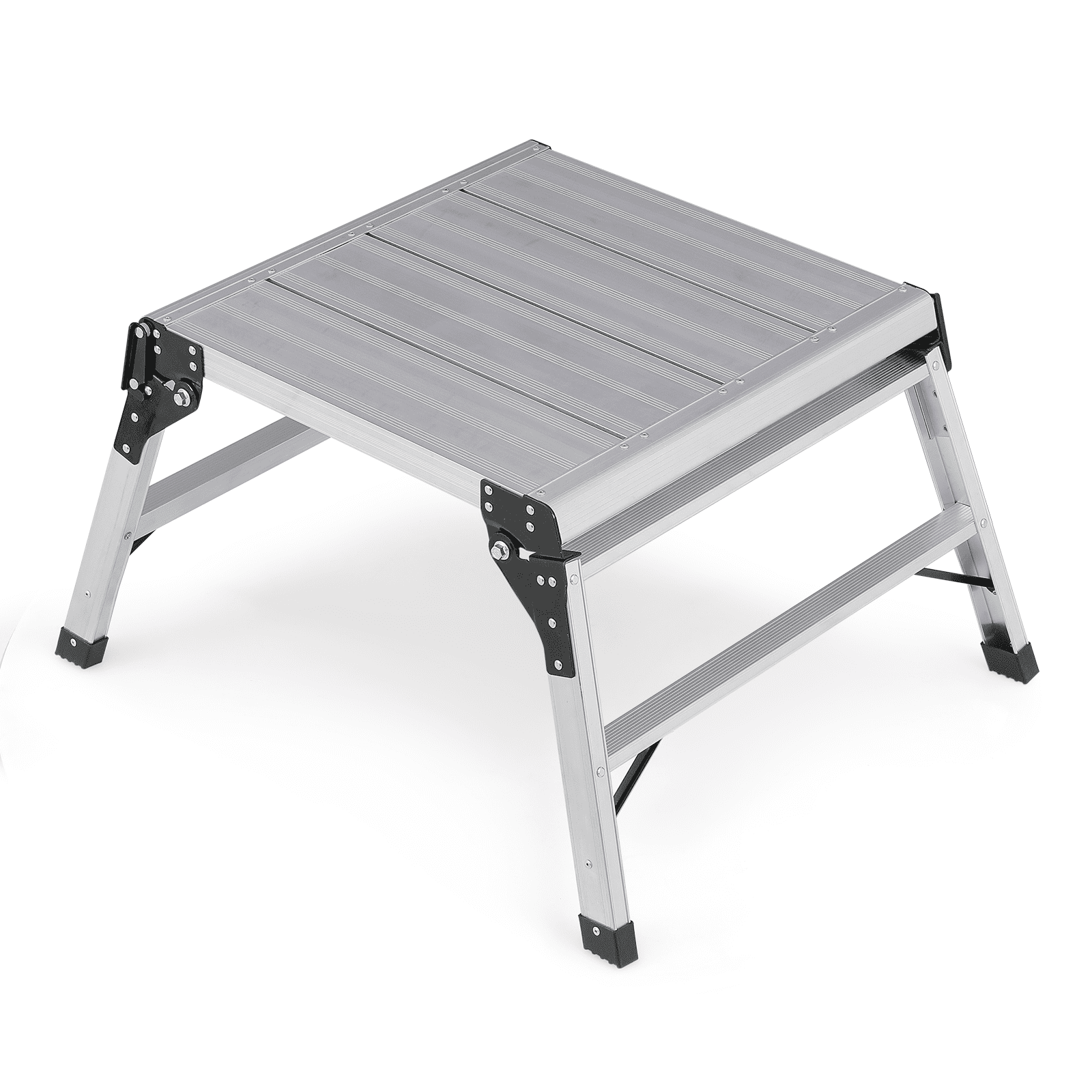 Magshion 34 Aluminum Step Stool Folding Bench Work Platform Non Slip Drywall Ladder 330lbs Capacity Silver