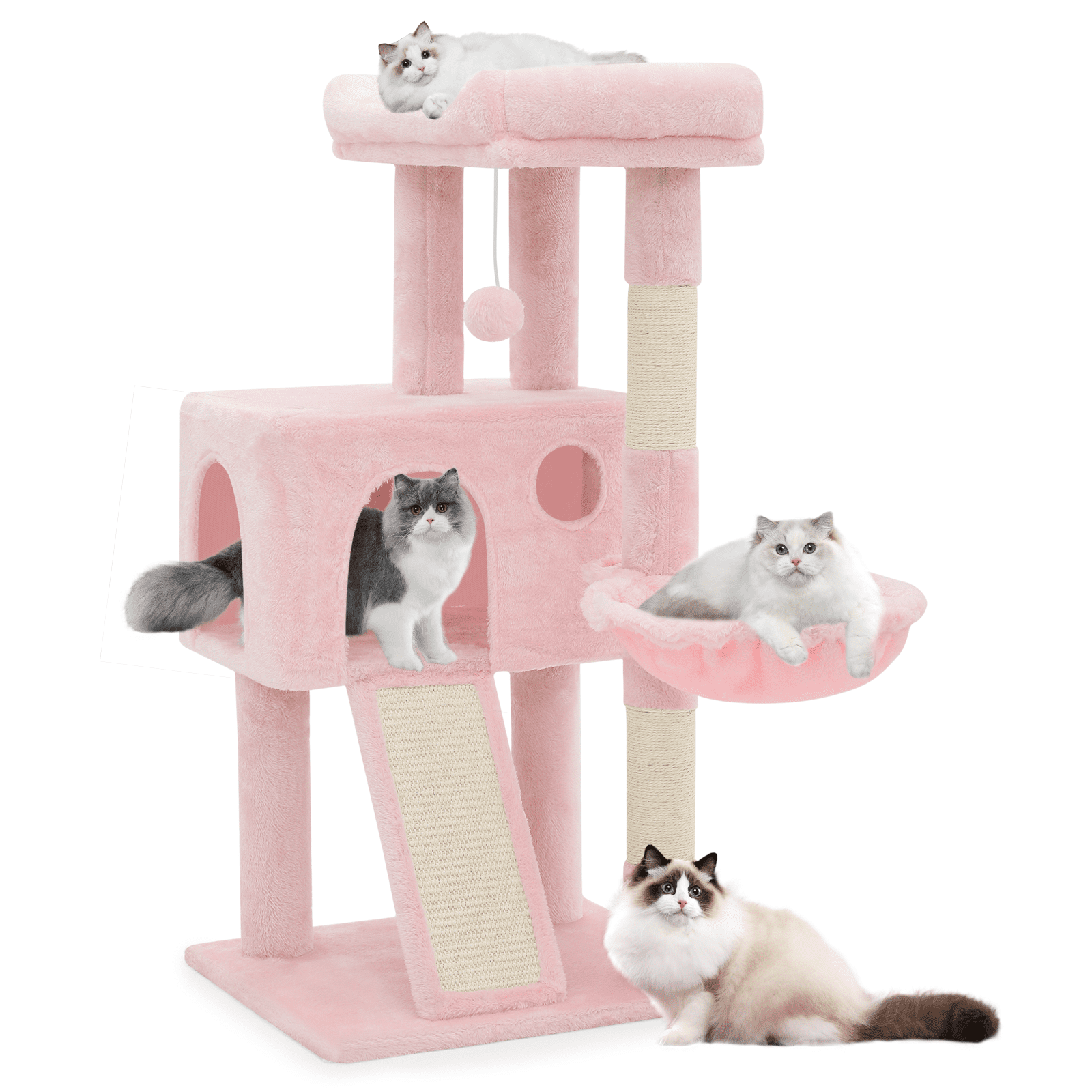 Magshion 36" Small Cat Tower, Cat Tree with Sisal Scratching Posts/Ramp ...