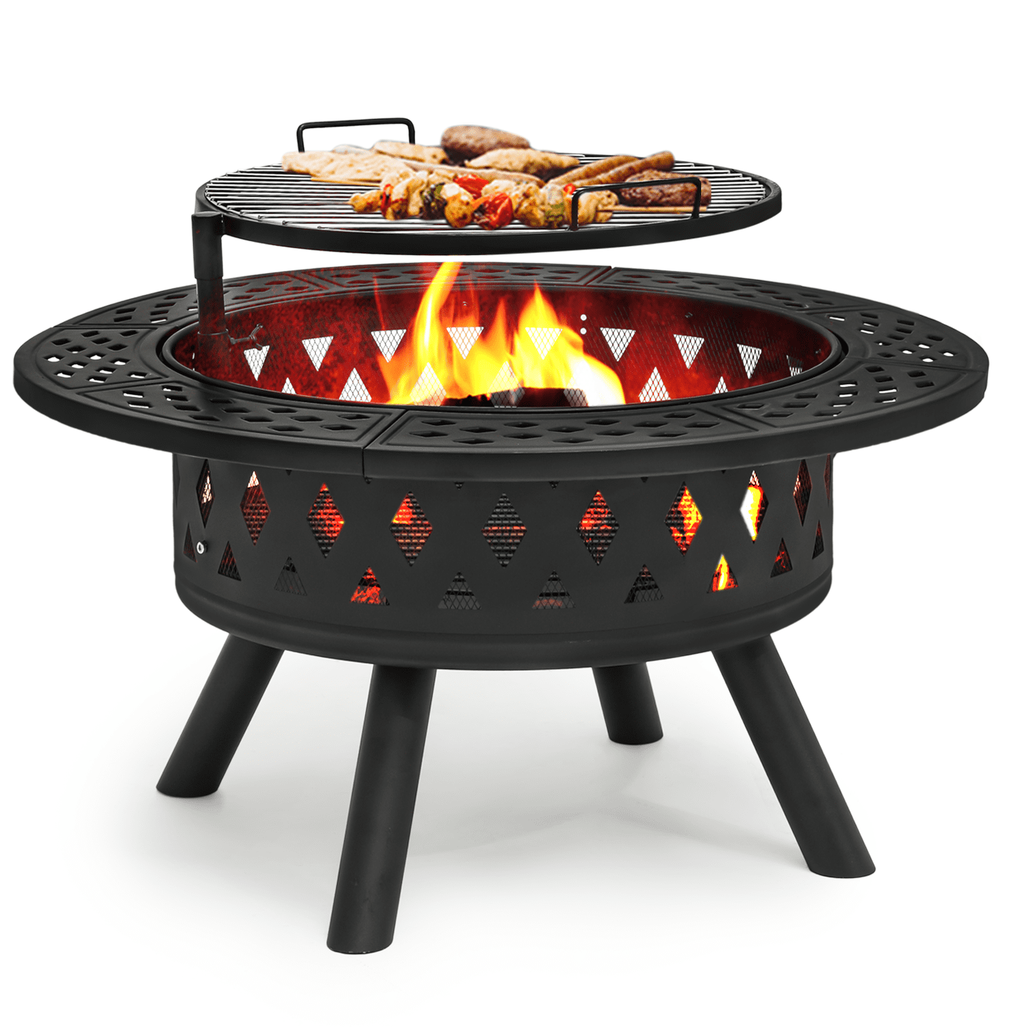 "Magshion 38"" 2 in 1 Fire Pit with Cooking Grate & Rack Tools, Outdoor ...