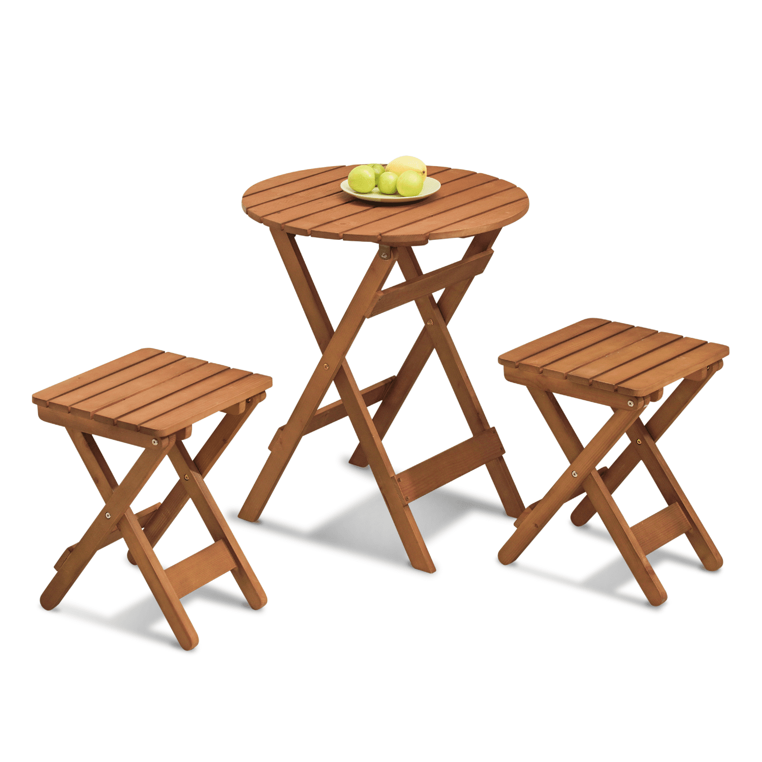 Magshion 3Pcs Patio Bistro Set, Outdoor Wood Folding Table and Chairs ...