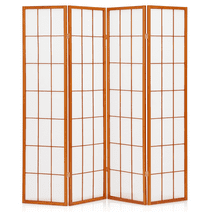 Oriental Furniture 7 Ft Tall Window Pane Shoji Screen, walnut color, 4 ...