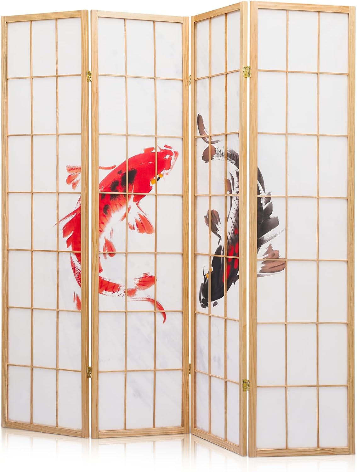 Magshion 4 Panels Shoji Screen Room Divider, 5.9 ft Japanese Room ...