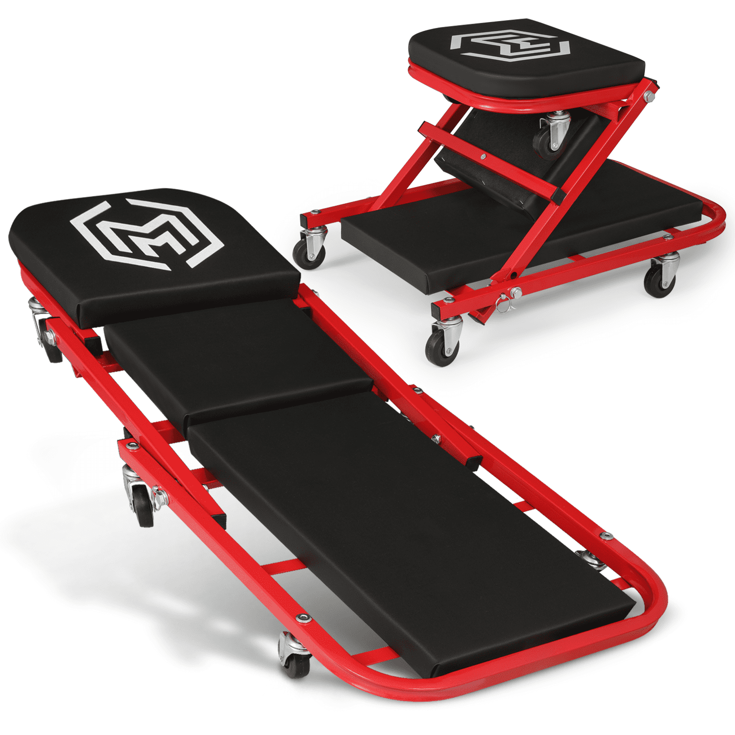 Magshion 2-in-1 Mechanic Seat/Creeper with 6 Casters, Red, Capacity ...