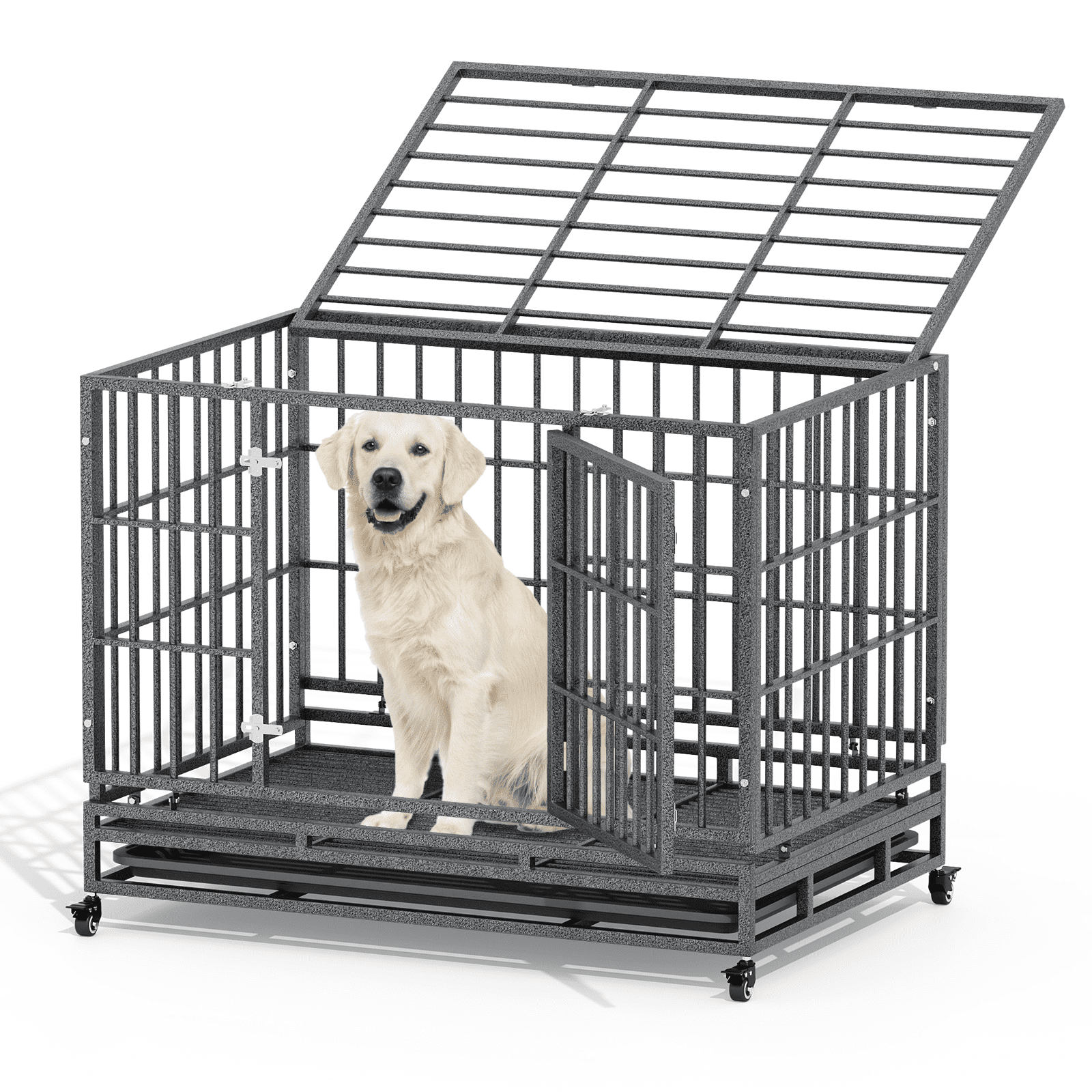 Magshion 42.5" Large Alloy Steel Heavy Duty Indestructible Dog Crate ...