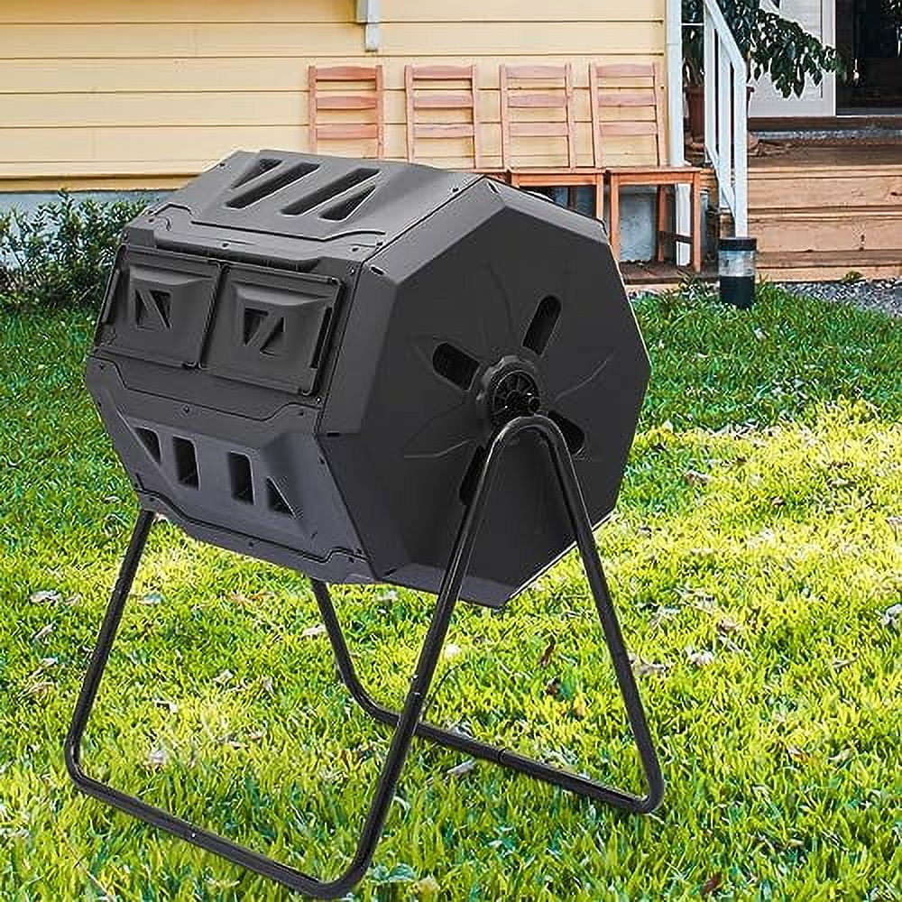 Magshion 43 Gal Chamber Compost Tumbler Outdoor Tumbling Composting ...