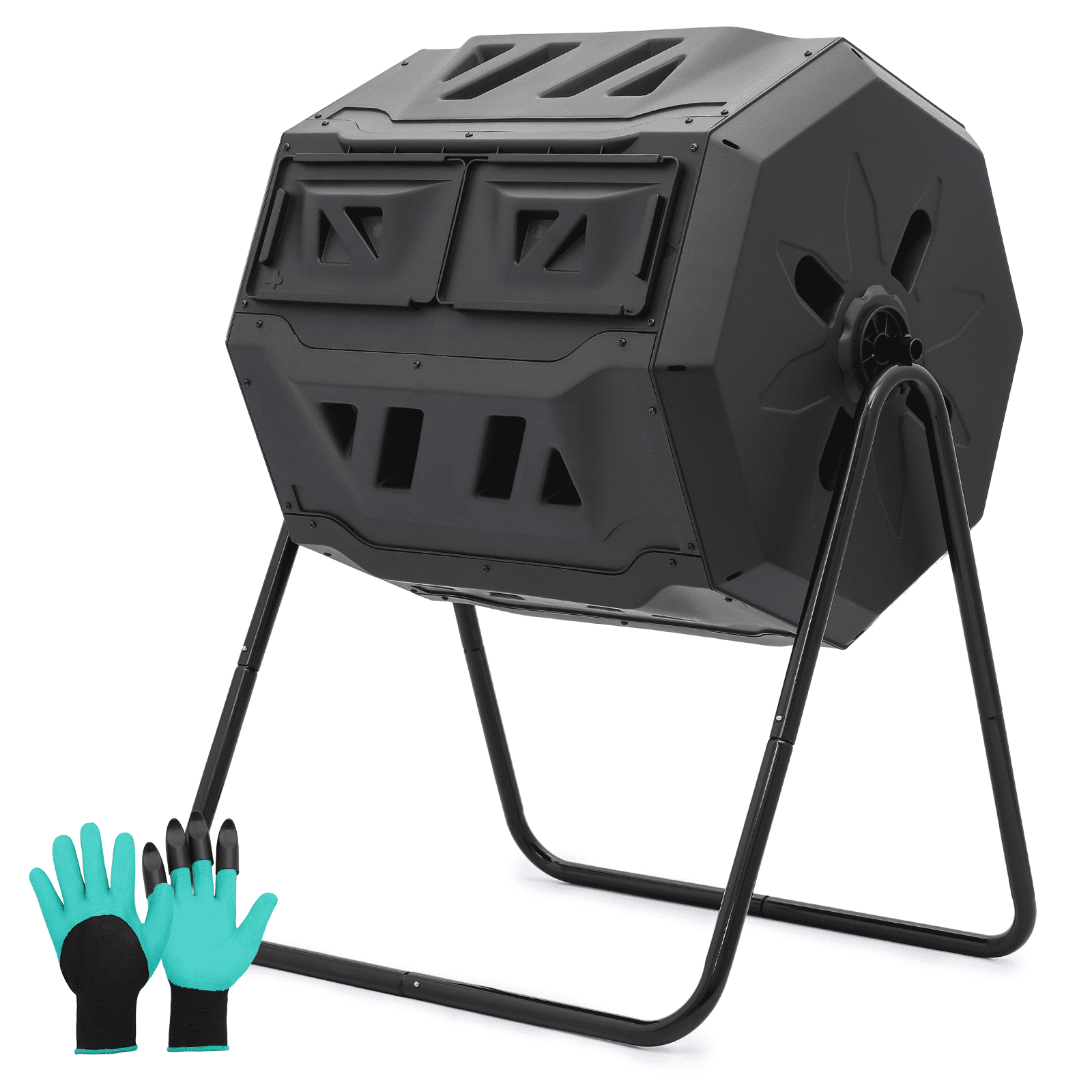 Magshion 43 Gallon Compost Tumbler, Dual Chamber Rotating Composter ...