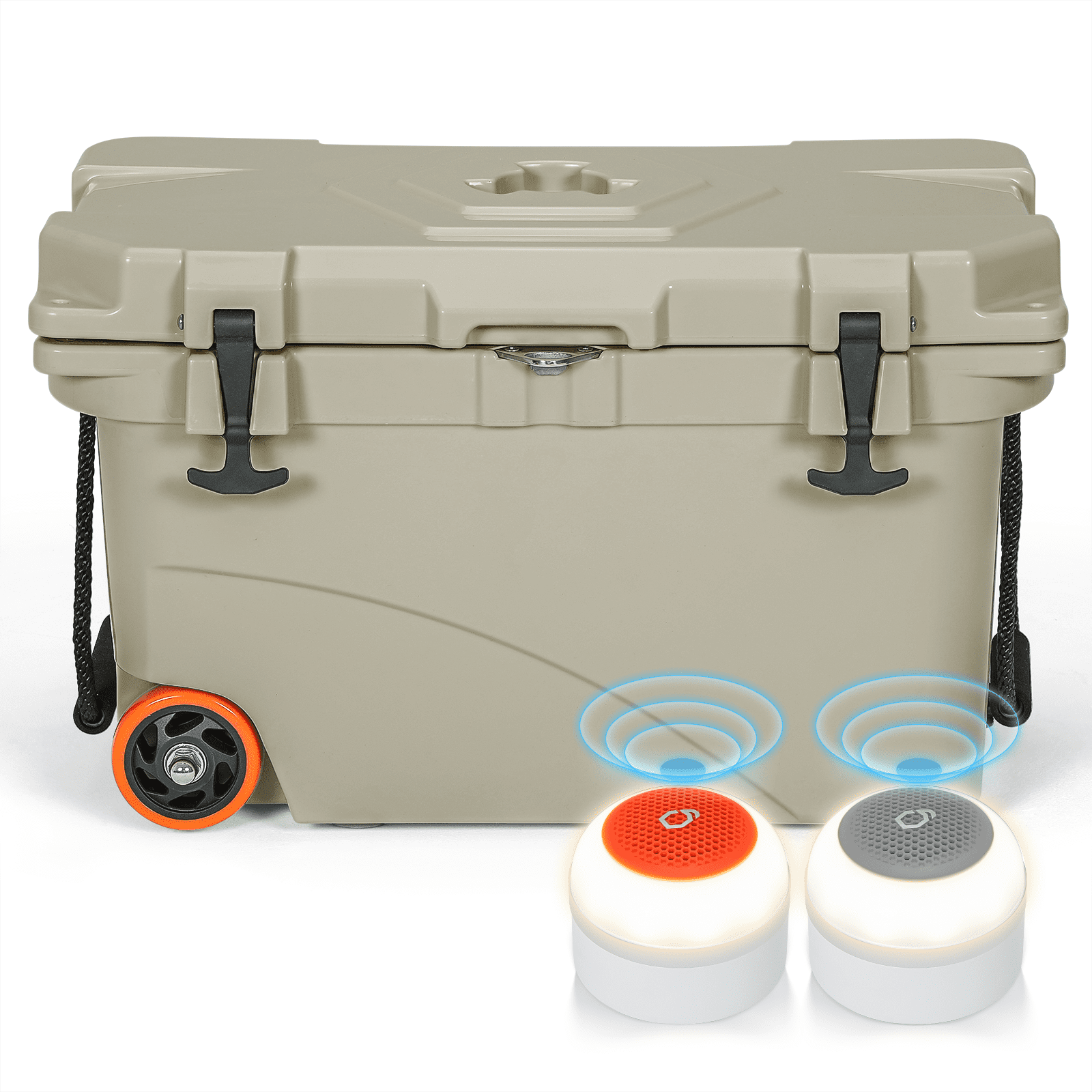 Magshion 45 Quart Towable Ice Chest with 2 LED Light Bluetooth Speakers ...