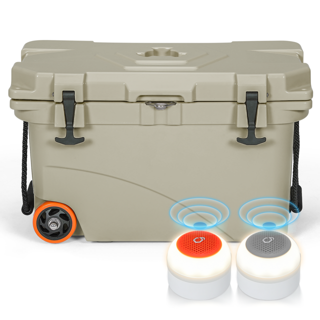 Magshion 45 Quart Towable Ice Chest with 2 LED Light Bluetooth Speakers ...