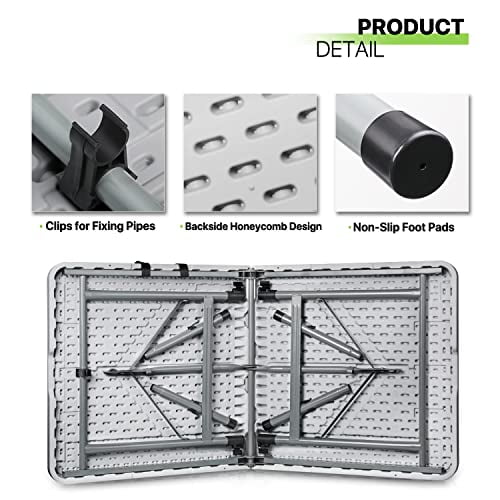 Magshion 4ft Plastic Folding Table, Collapsible Portable Tables Outdoor ...