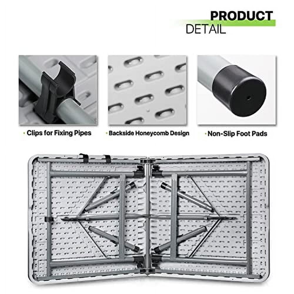 Magshion 4ft Plastic Folding Table, Collapsible Portable Tables Outdoor ...
