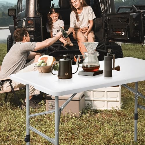 Magshion 4ft Plastic Folding Table, Collapsible Portable Tables Outdoor ...