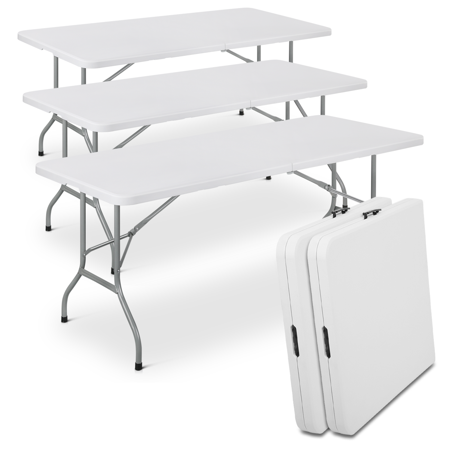 Magshion 5.5Ft Folding Plastic Table 5 Pack, Heavy Duty Banquet Even ...