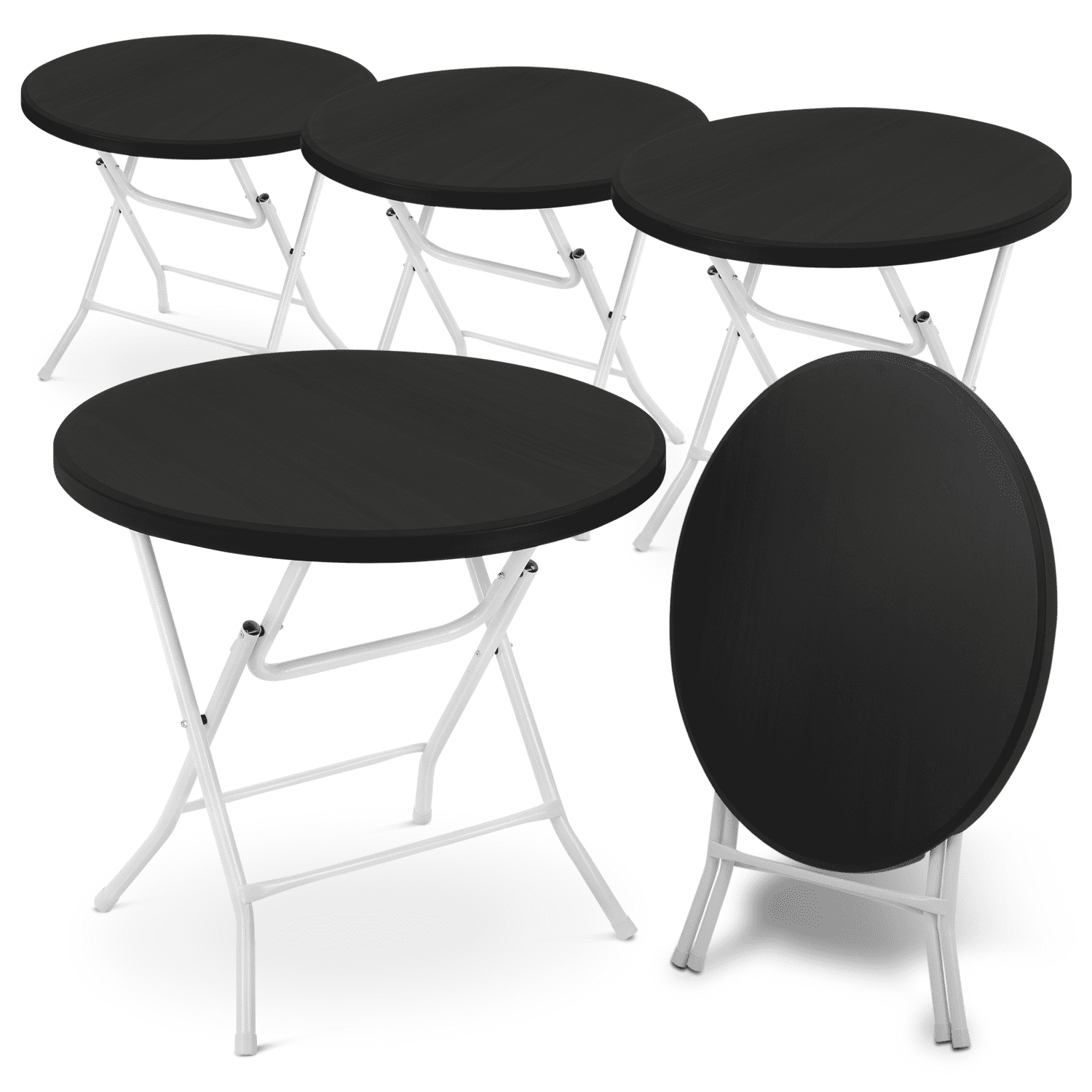 Magshion 5-Piece Foldable Round Dining Table, 2.6Ft, Portable Plastic ...
