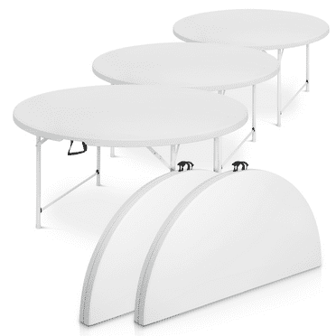 MoNiBloom 5 Pieces 5Ft Folding Plastic Round Table, Metal Frame Indoor ...