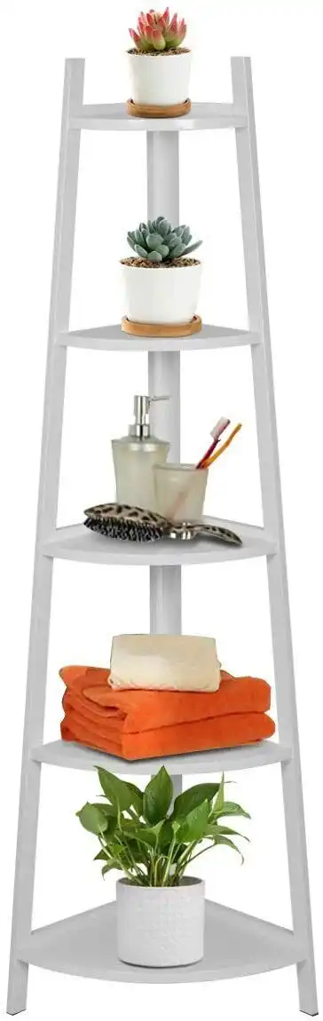 SUNMORY Corner Shelf Stand, 5 Tier Corner Bookshelf Plant Stand Storage ...