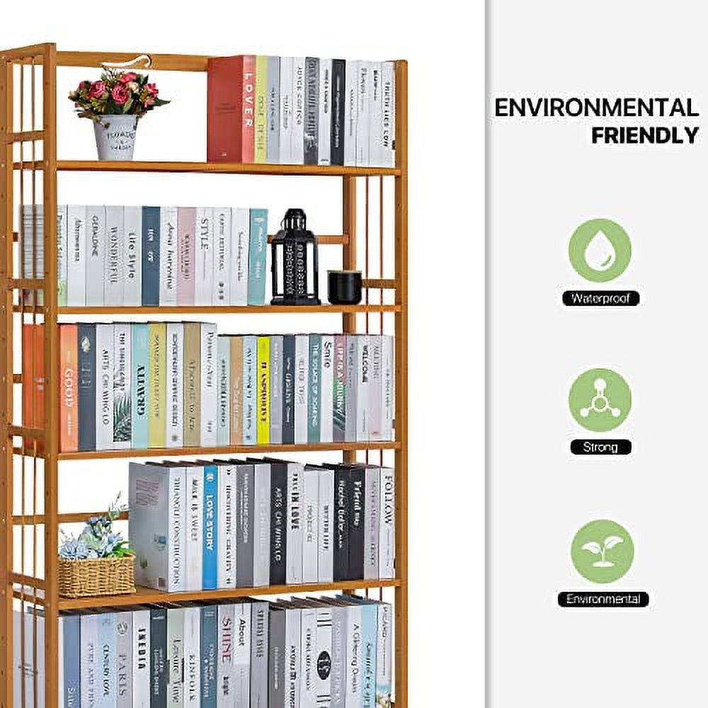 Magshion 5-Tier Bamboo Open Bookshelf Adjustable Multifunctional ...