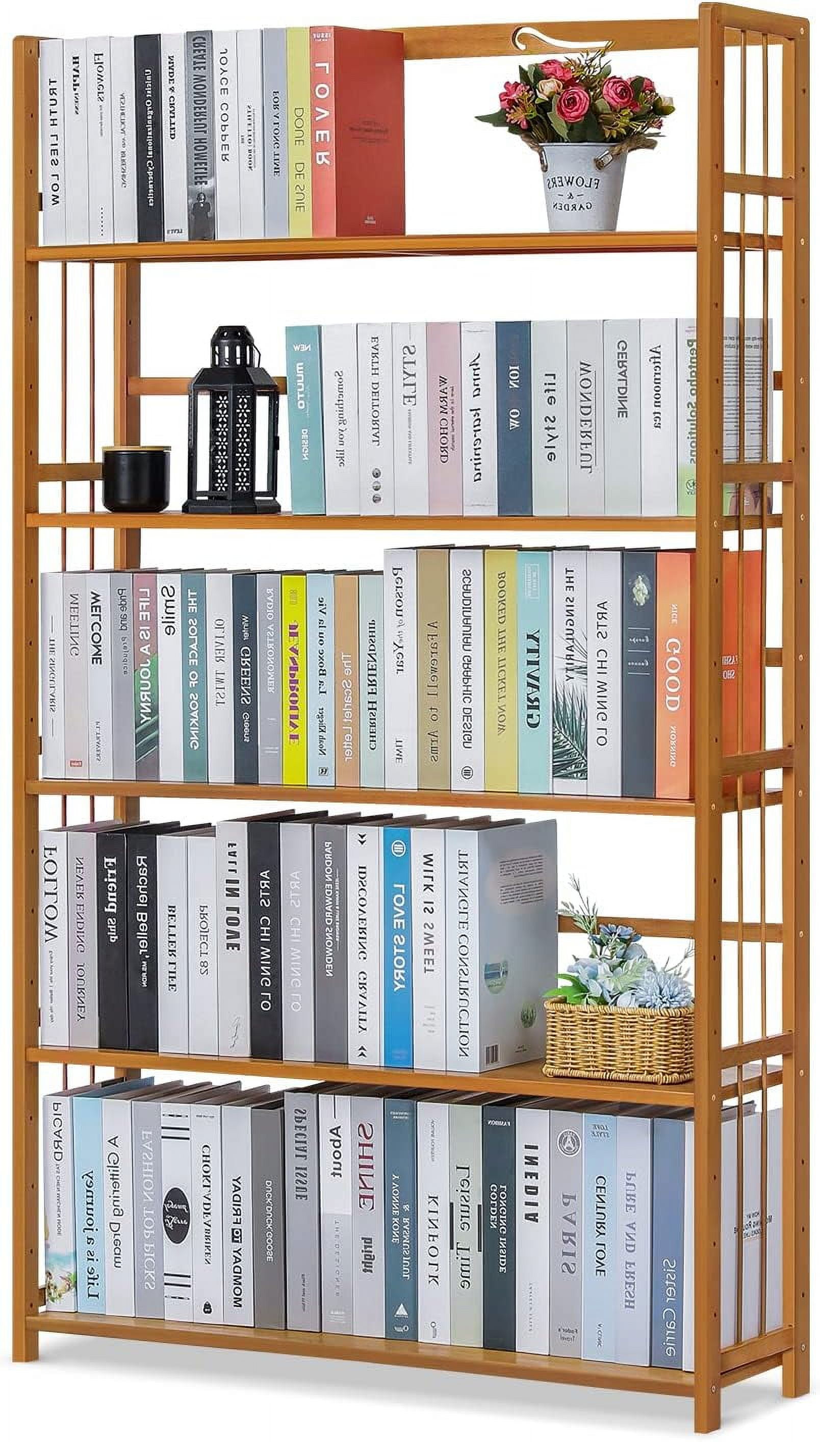 Magshion 5-Tier Bookshelf, Bamboo Open Bookcase Shelf, Adjustable ...